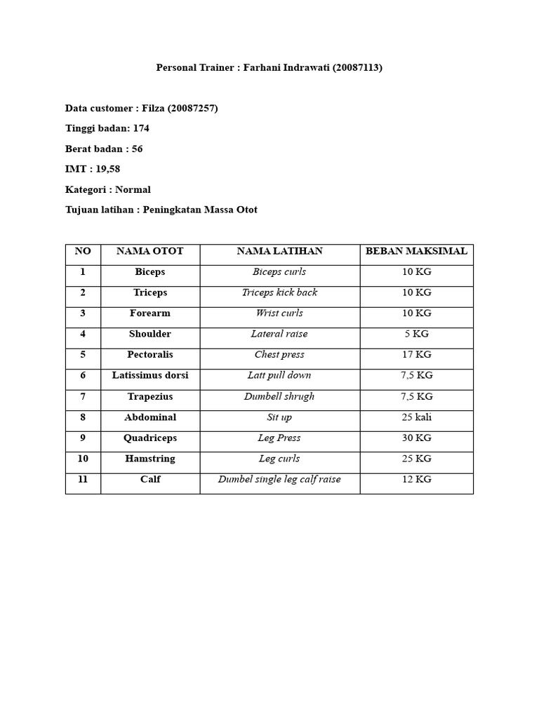 Program Latihan Fitness | PDF