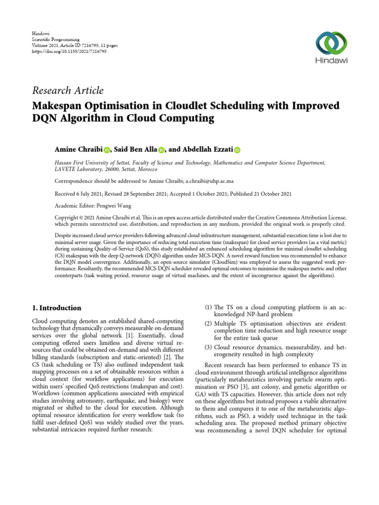 Makespan Optimisation in Cloudlet Scheduling With Improved | PDF | Virtual Machine | Scheduling ...