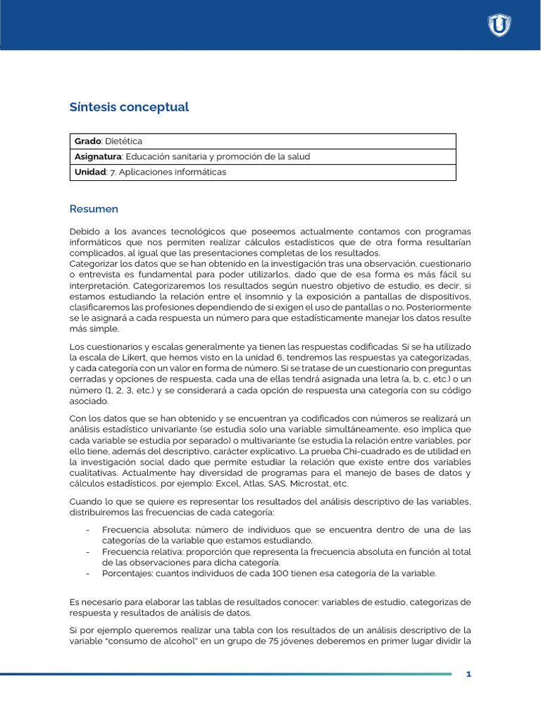 U7 RESUMEN Aplicaciones Informáticas | PDF | Escala Likert | Cuestionario