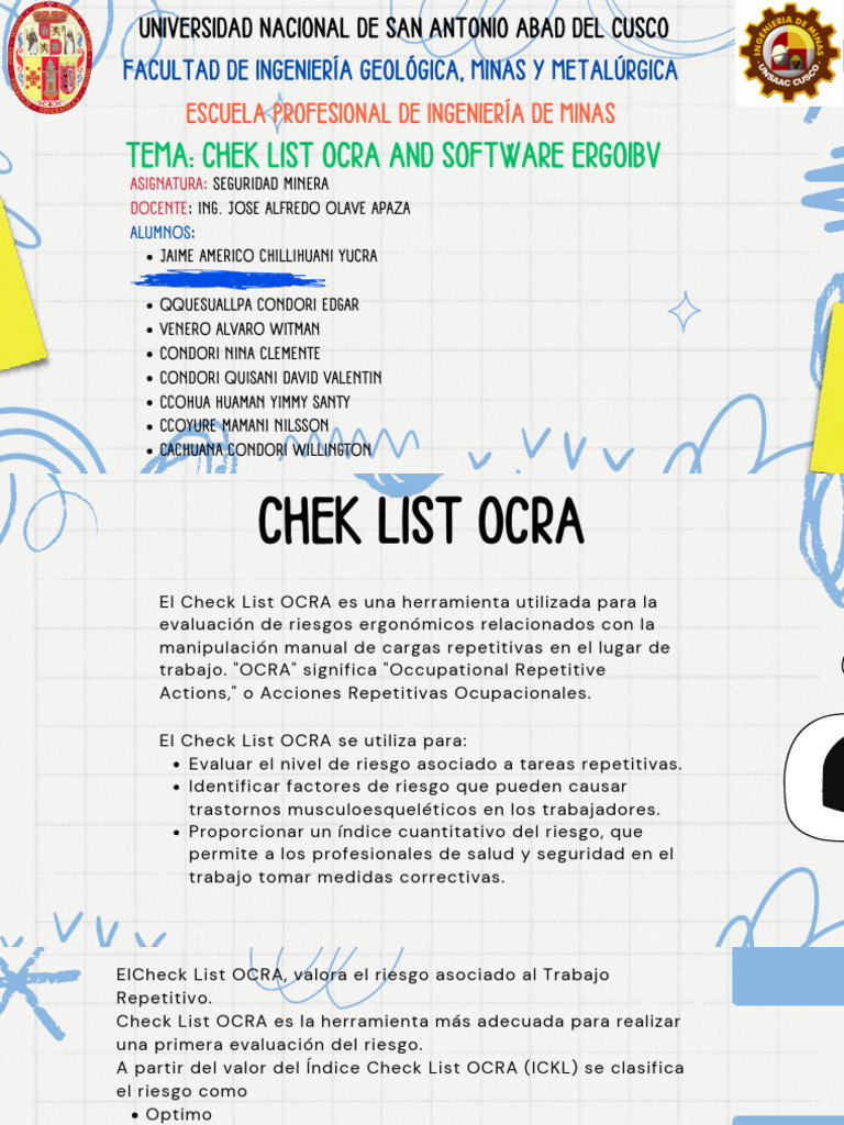 Grupo 5 - Ppts - Checklist Ocra y Software Ergo Ibv | PDF