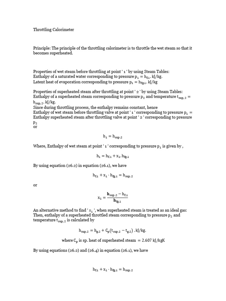 Q3 Throttling Calorimeter | PDF | Steam | Enthalpy