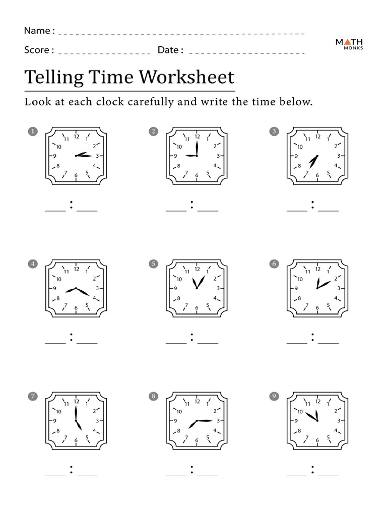 2nd Grade Telling Time Worksheets | PDF