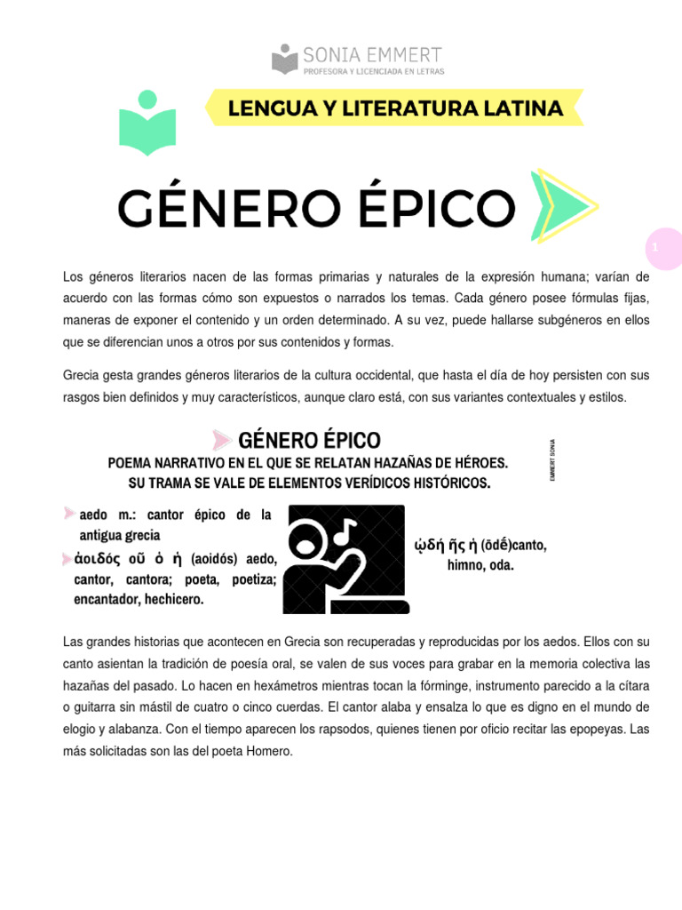 Contenido Del Género Épico - Emmert Sonia | PDF | Poesía épica | Poesía