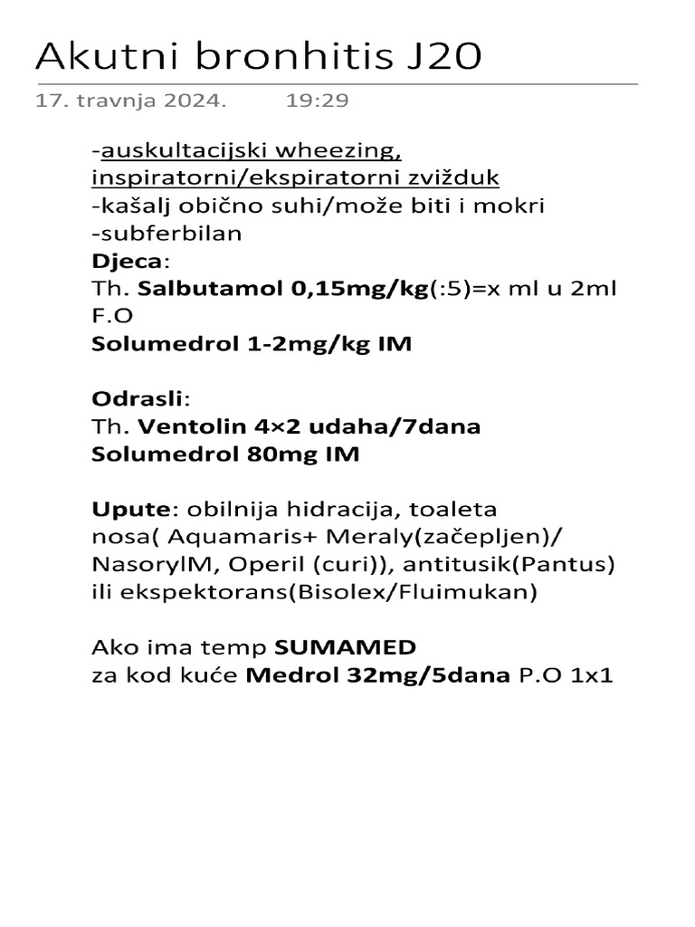 Akutni Bronhitis J20 | PDF