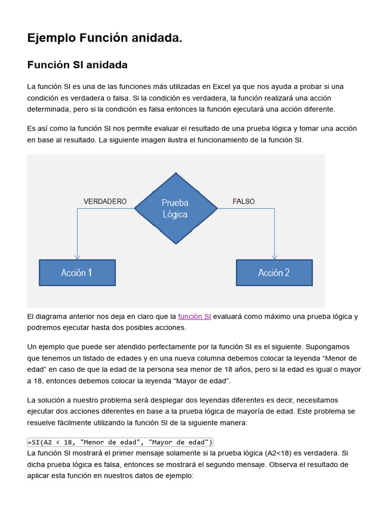 Funcion Anidada | PDF | Microsoft Excel | Lógica