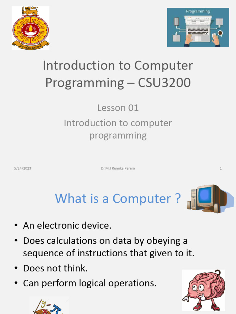 Lesson 1 Note Pdf Computer Programming Source Code 0151