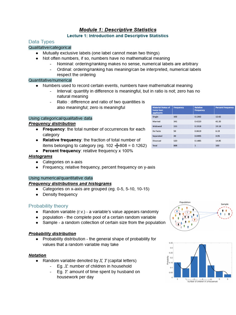 mod 1 stats | PDF | Variance | Mode (Statistics)