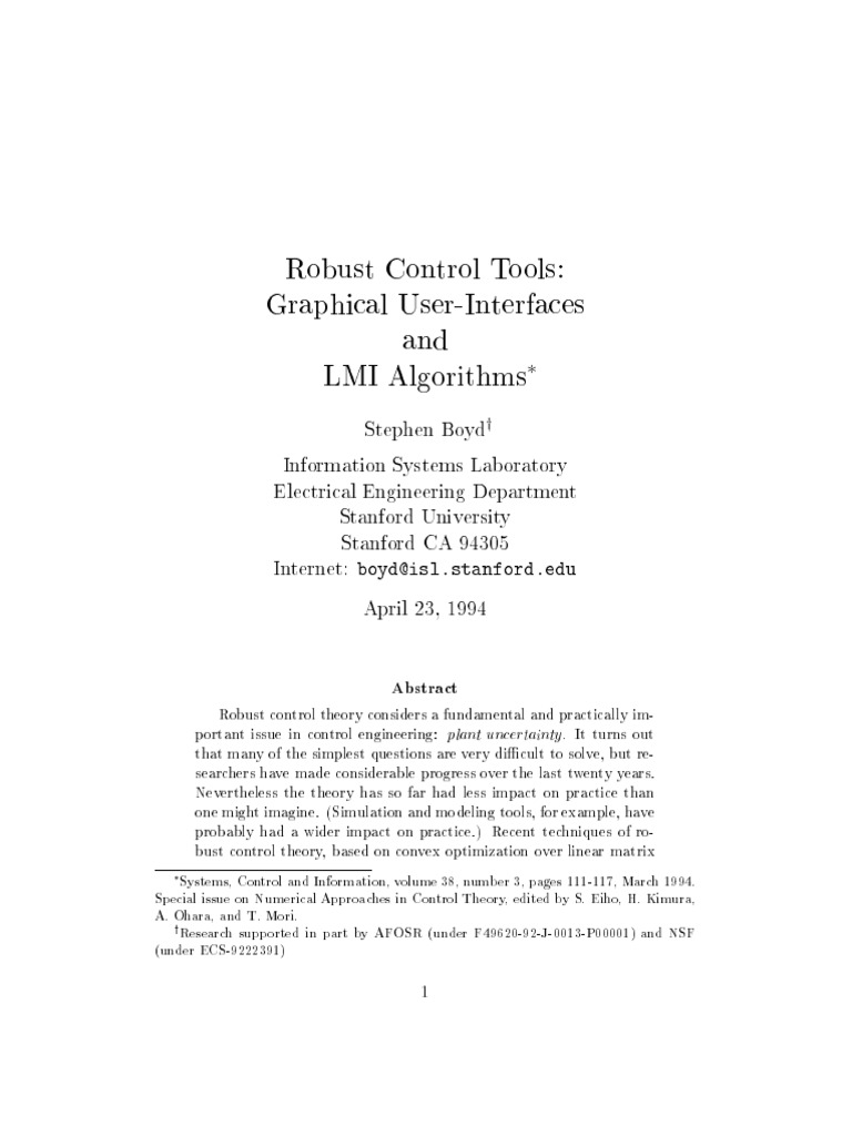 Robust Control Tools for Engineers | PDF | Control Theory ...