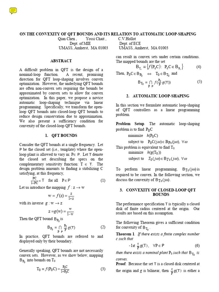 Convexity of QFT Bounds, Q. Chen, 2p | PDF | Convex Set | Mathematical Physics