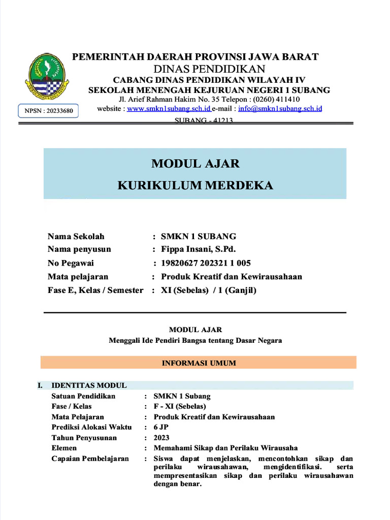 PDF Modul Ajar PKK Fase F - Compress | PDF