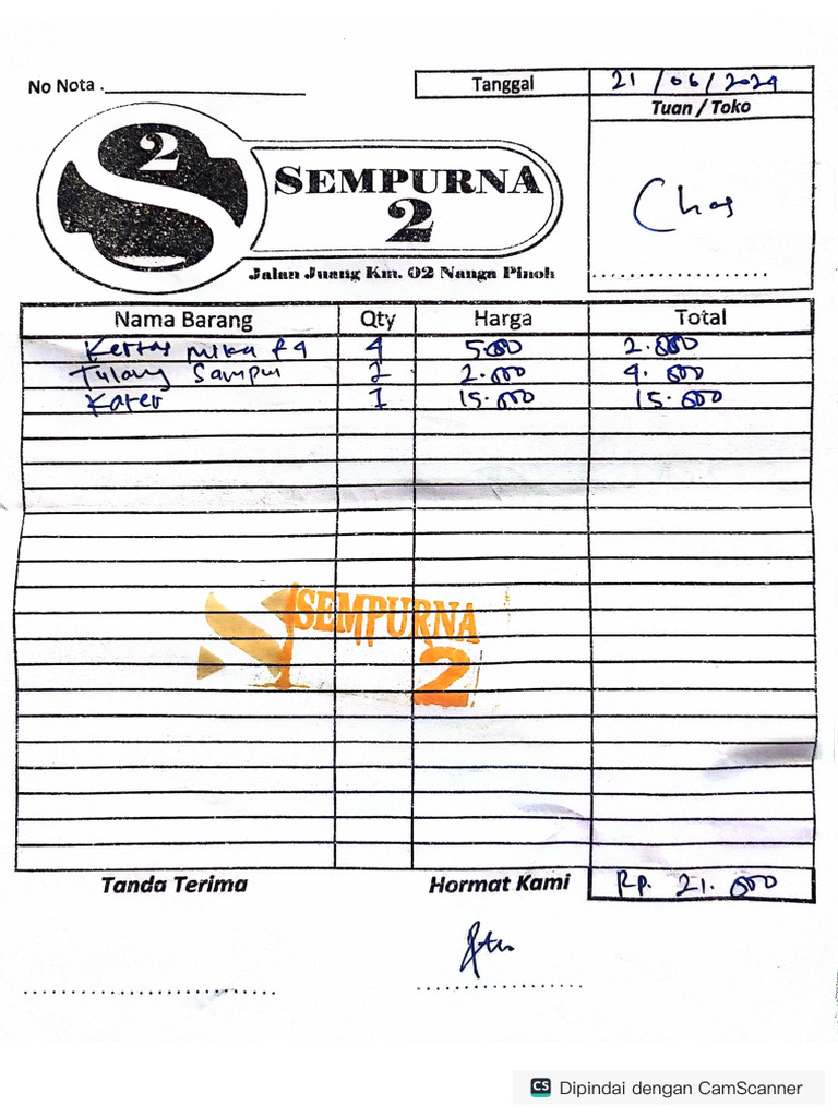 Nota Belanja ATK Panitia | PDF