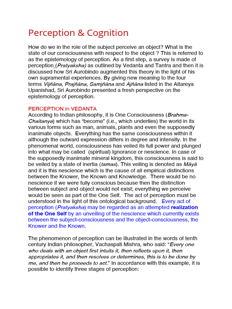 Perception & Cognition | PDF | Mind | Mental Processes