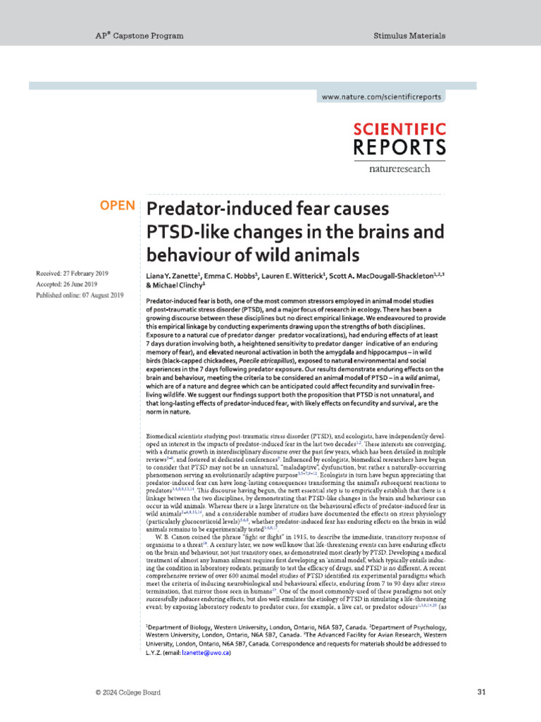 2024 StimDoc Predator Induced Fear | PDF
