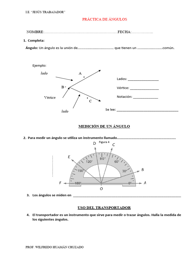 Práctica de Ángulos | PDF
