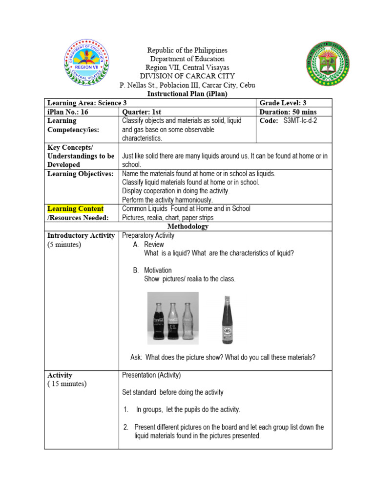 Iplan16 - Common Liquids Found at Home and in School | PDF | Liquids ...