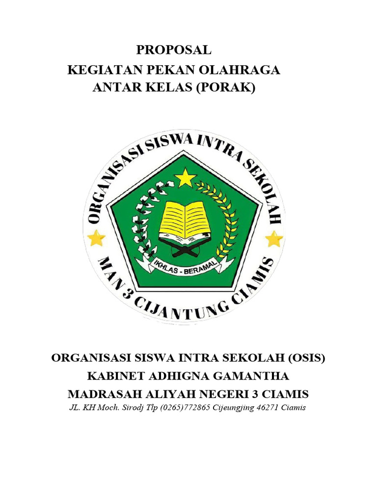 Proposal Pekan Olahraga Antar Kelas 2024 | PDF