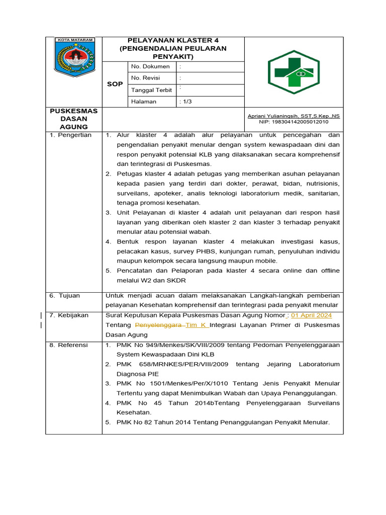 SOP Pengendalian Penyakit Menular | PDF