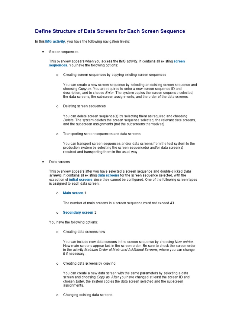 Data Screen Structure Definition Guide | PDF | Software | Computer ...