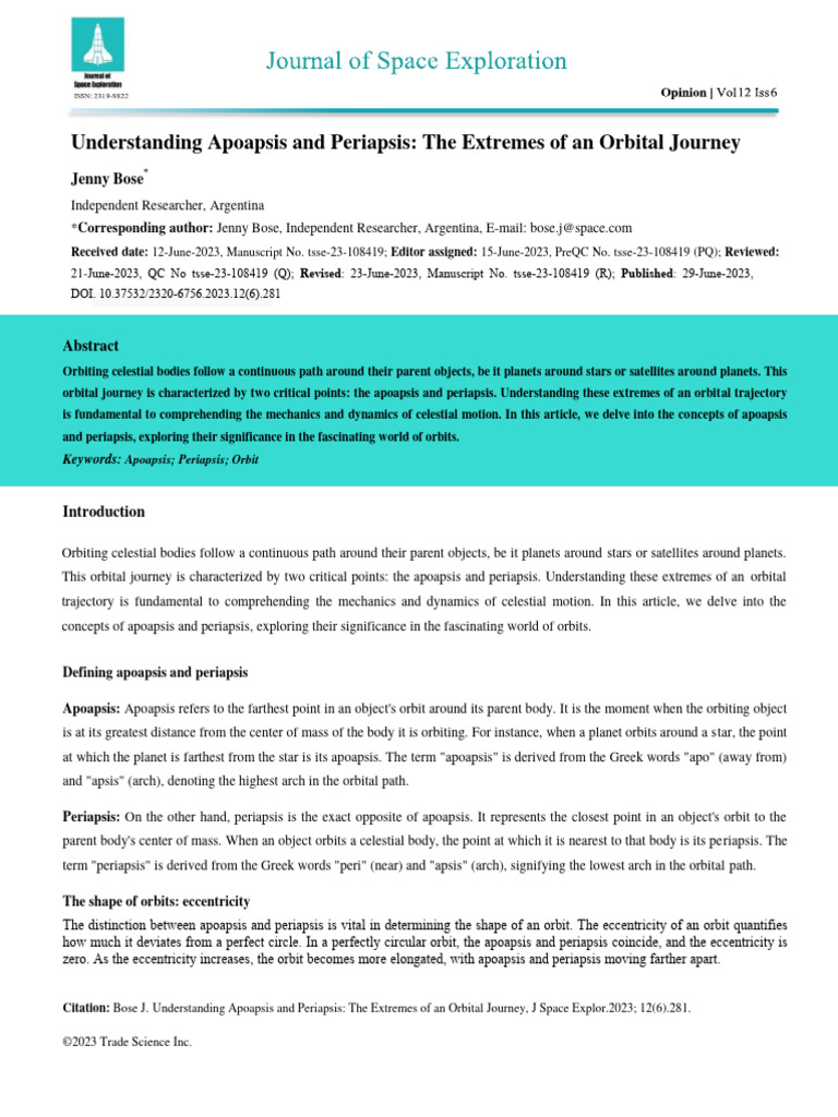 Understanding Apoapsis and Periapsis The Extremes of An Orbital Journey ...