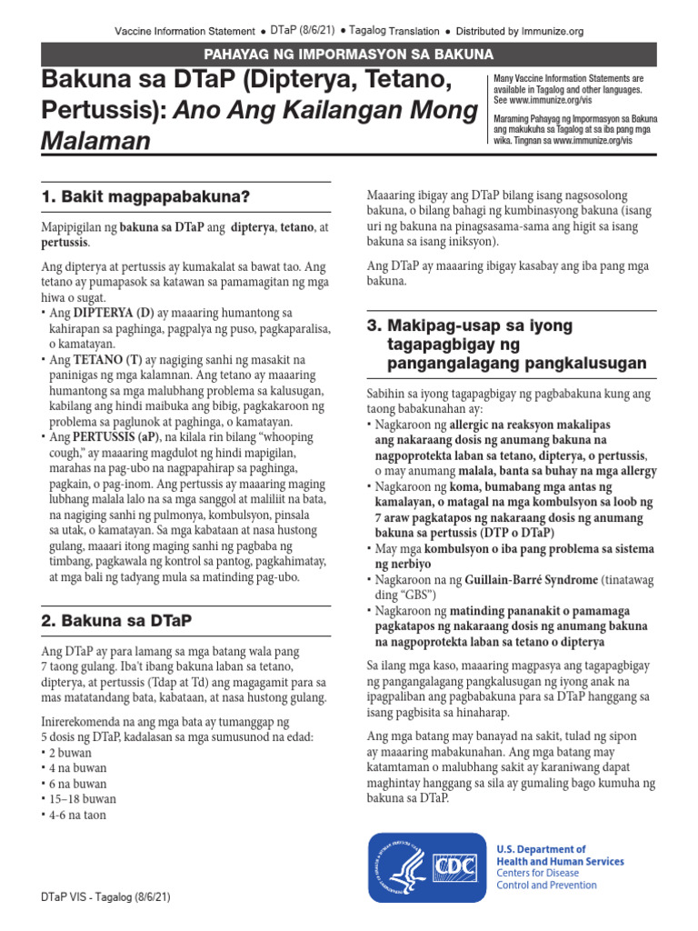 Tagalog Dtap | PDF
