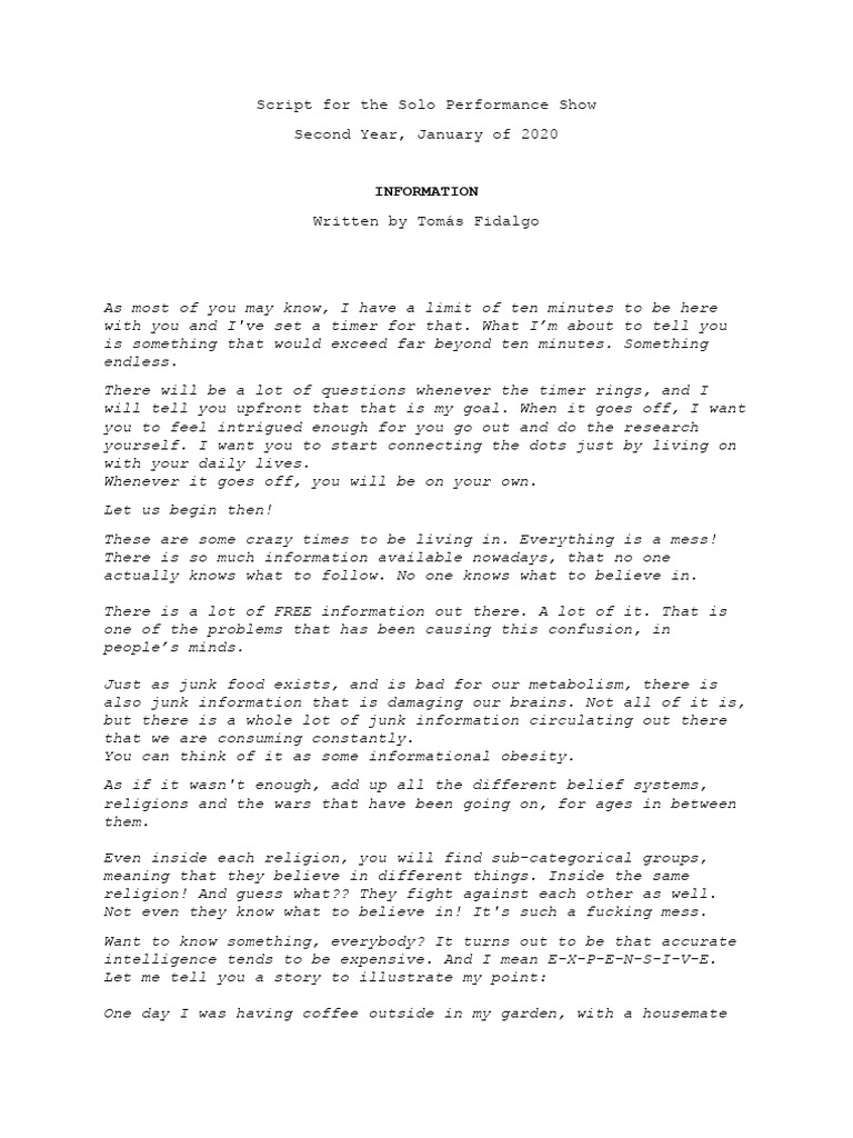 Script Solo Performance | PDF | Planets | Earth