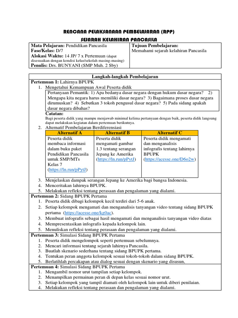 RPP Pendidikan Pancasila Kls 7 CP1 | PDF | Kajian Bahasa Asing | Sains & Matematika