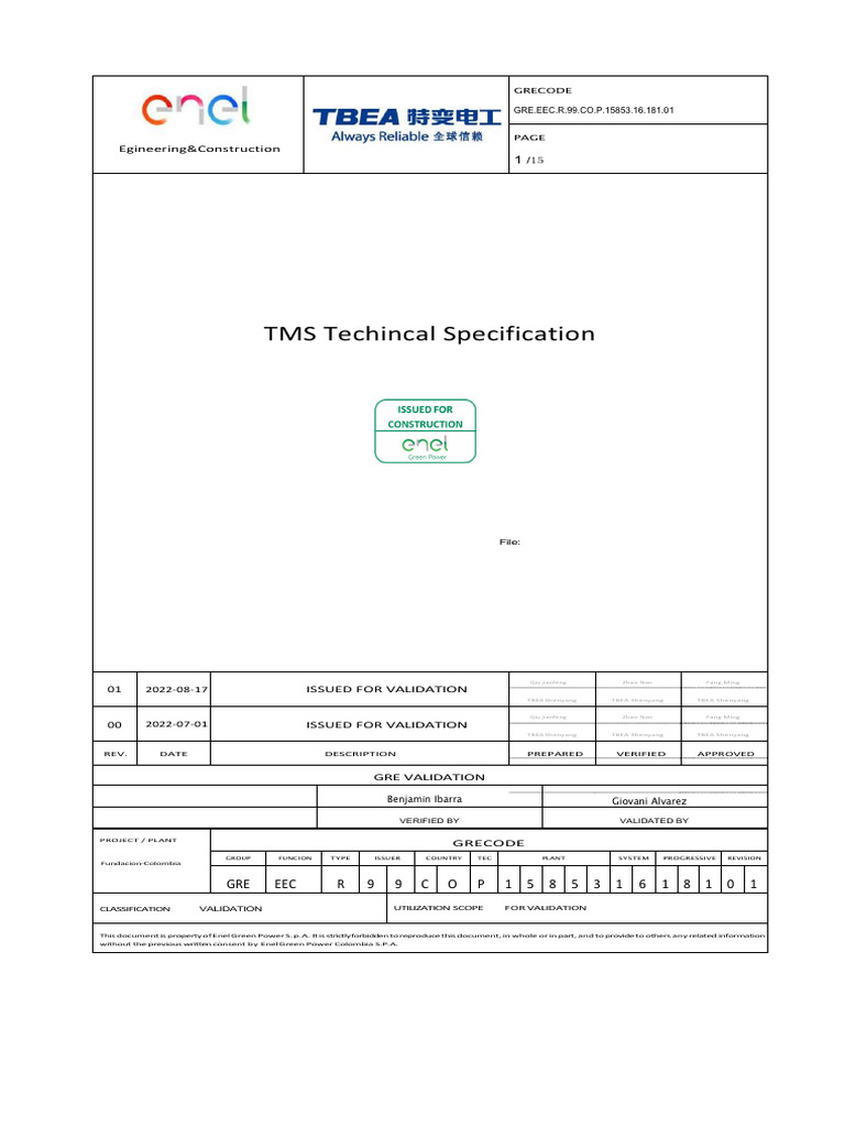 Especificación técnica del TMS GRE.EEC.R.99.CO.P.15853.16.181.01 | PDF | Scada | Transformer