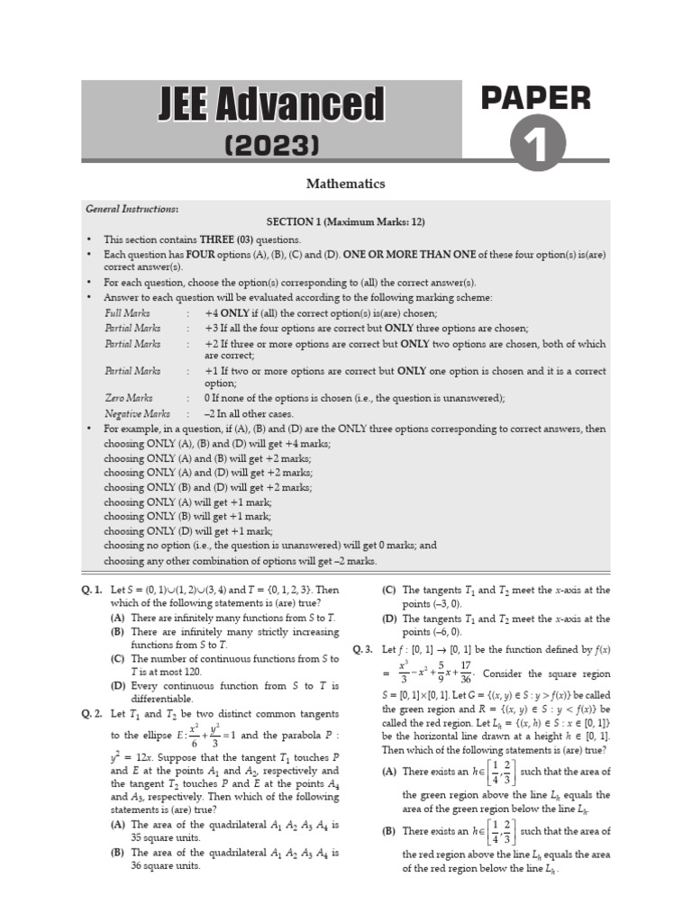 JEE Advance Mathematics Paper | PDF | Complex Number | Function (Mathematics)