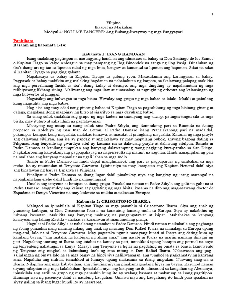 FILIPINO-9-Q4-L4-Lecture-KABANATA 1-14 | PDF