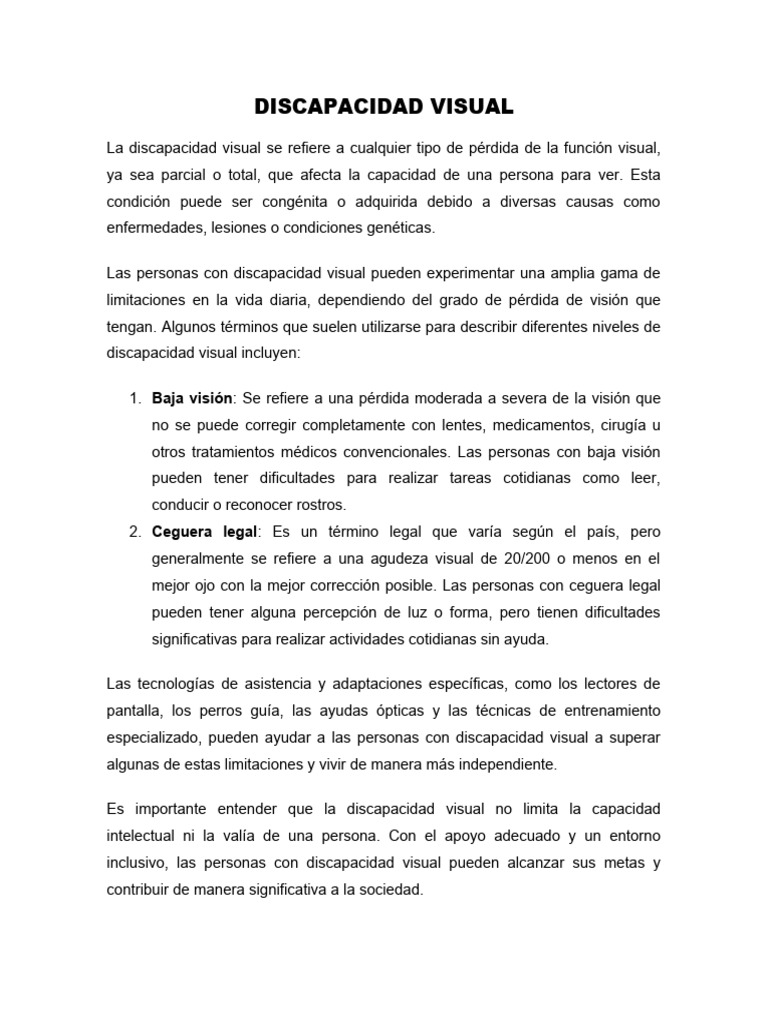 Guía Completa sobre Discapacidad Visual | PDF | Ojo humano | Percepción visual