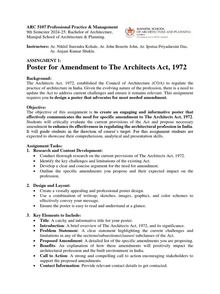 PPM - Assignment 1 (SA-I) AY 2024 - 25 | PDF | Architect