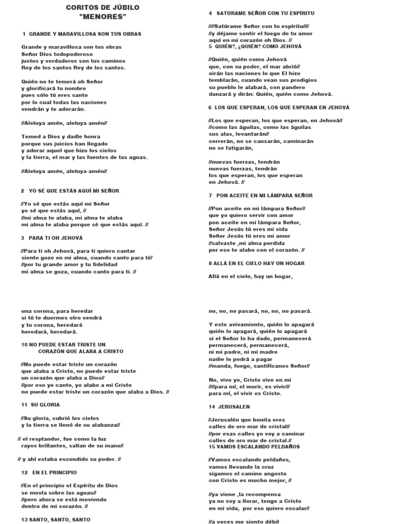 Himnario CORITOS de JUBILO Menores | PDF | Cristo (título) | Oración