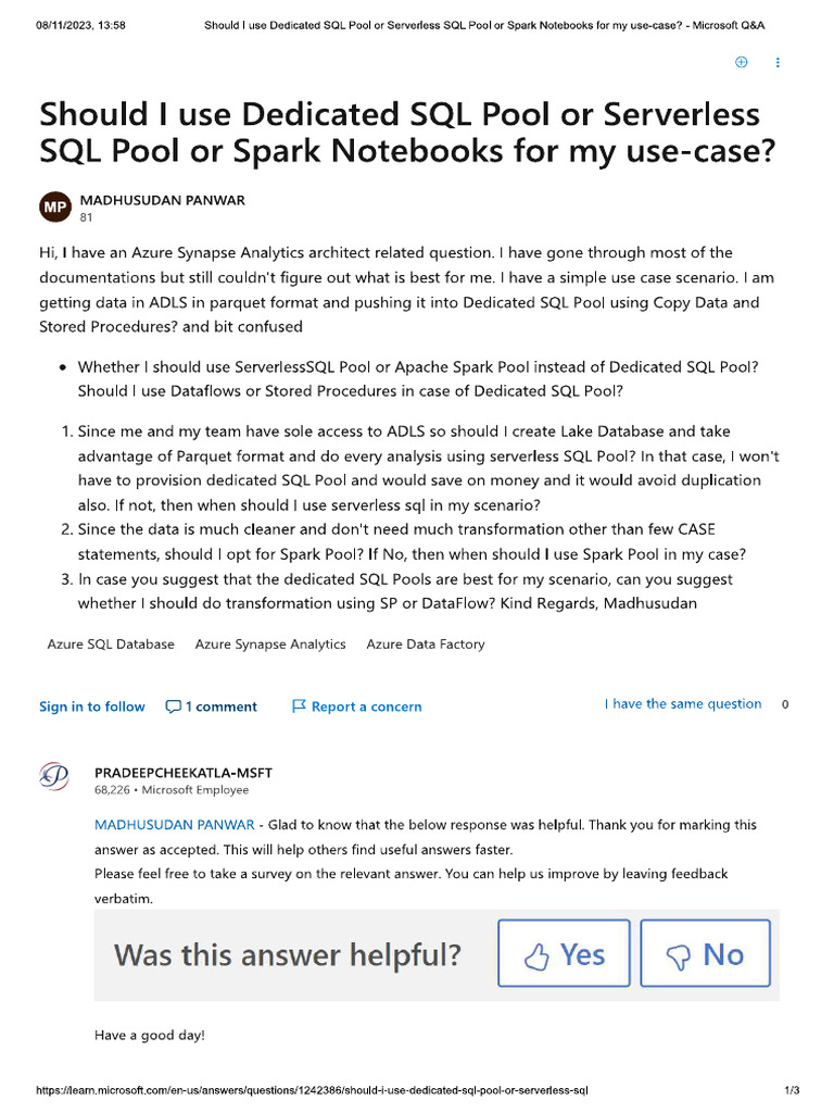 Synapse Dedicated Vs Serverless Vs Spark Pool Opiniao Pdf