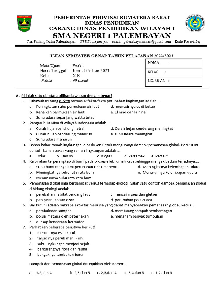 Okeee Soal Fisika Kelas X Semester Genap | PDF