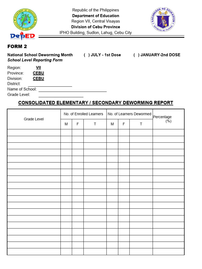 Deworming Form | PDF | Philippines