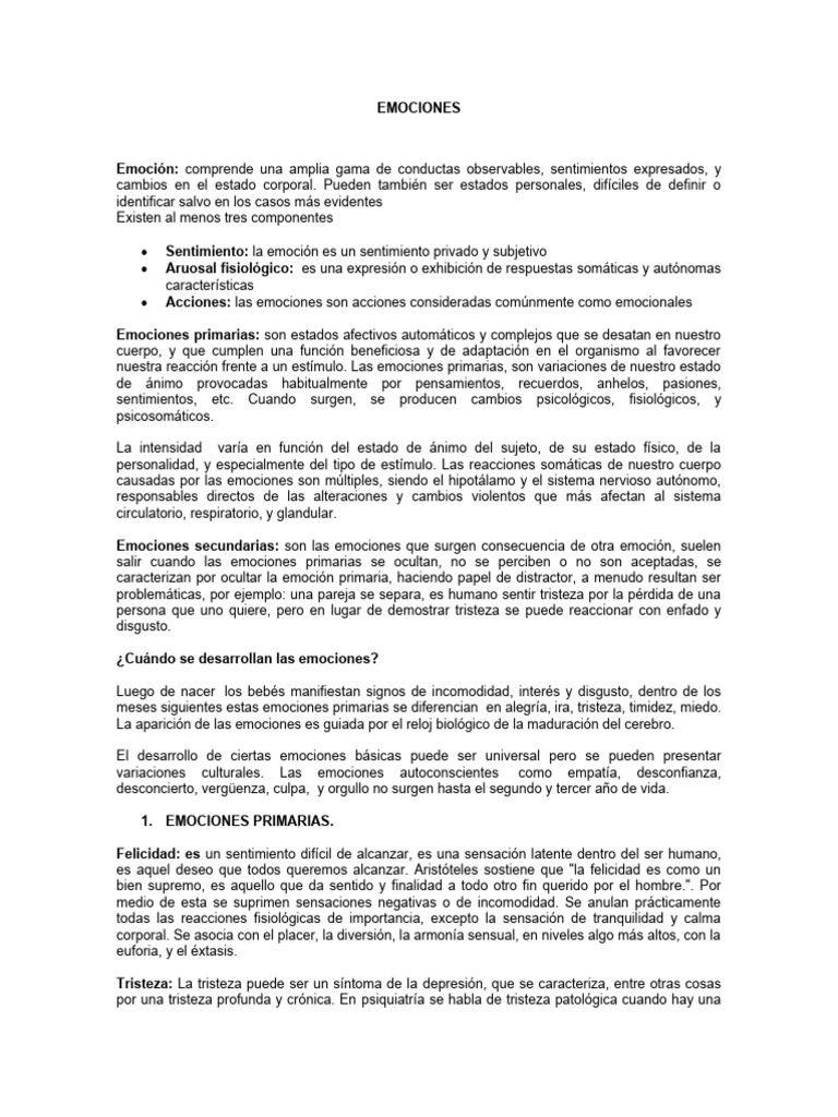 EMOCIONES | PDF | Las emociones | Ansiedad