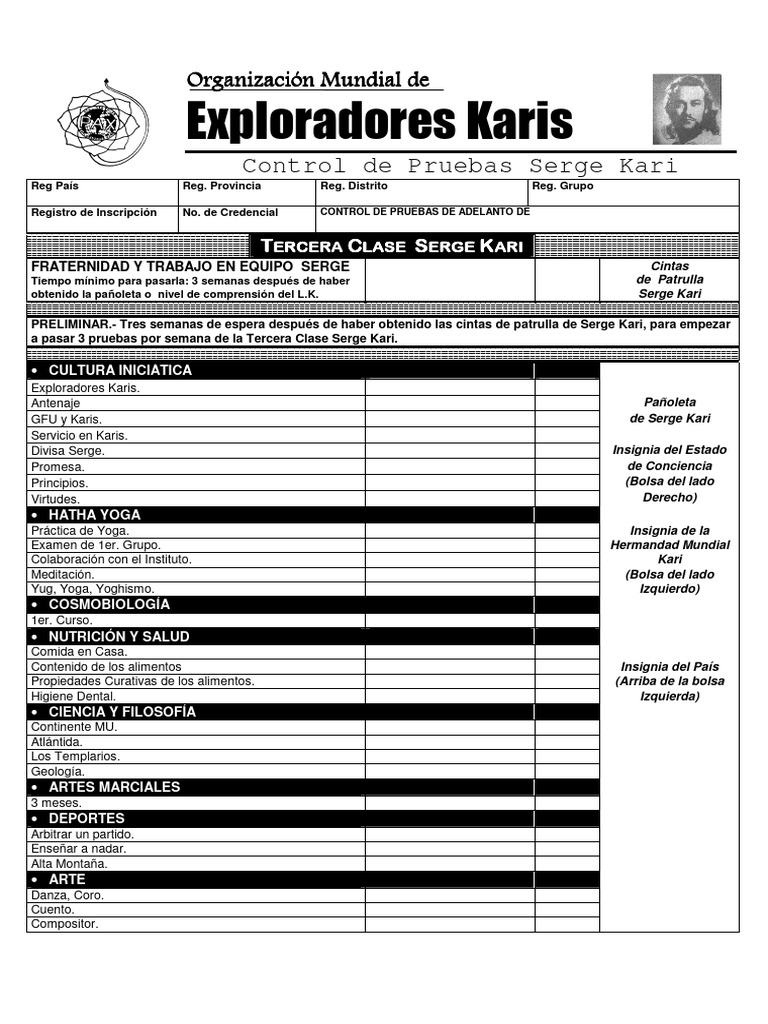 Control de Pruebas Serge Kari 3a Clase | PDF
