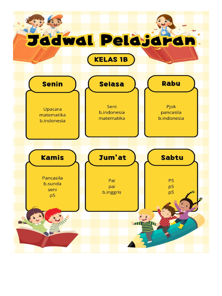 Jadwal Pelajaran Kelas 1 Kurmer | PDF
