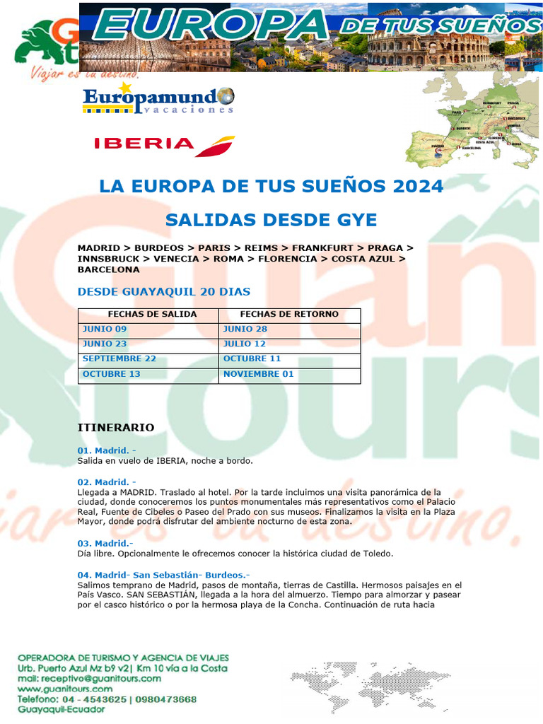 Cliente - La Europa de Tus Sueños 2024 Salidas Desde Guayaquil | PDF ...