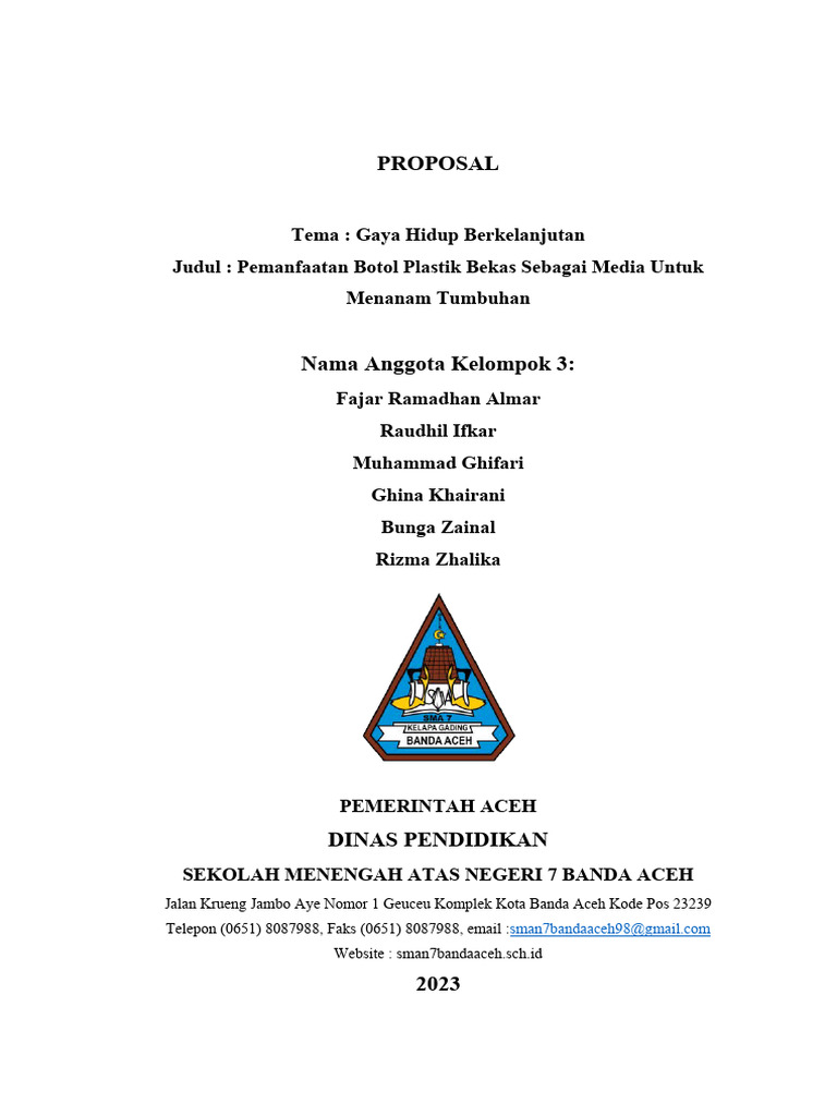 Proposal Botol Plastik New | PDF | Griya & Taman | Sains & Matematika