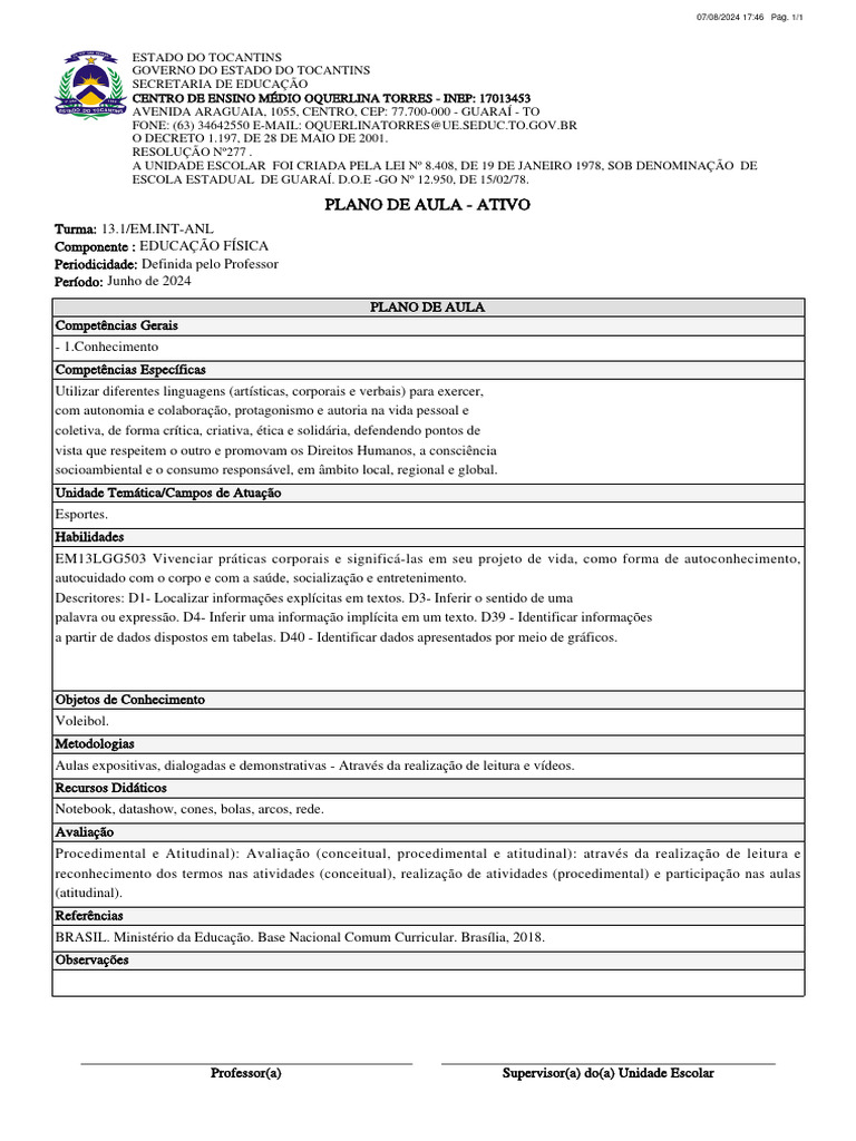 Plano de Aula - Ativo - 13.1 - em - Int-Anl | PDF | Ciências Sociais