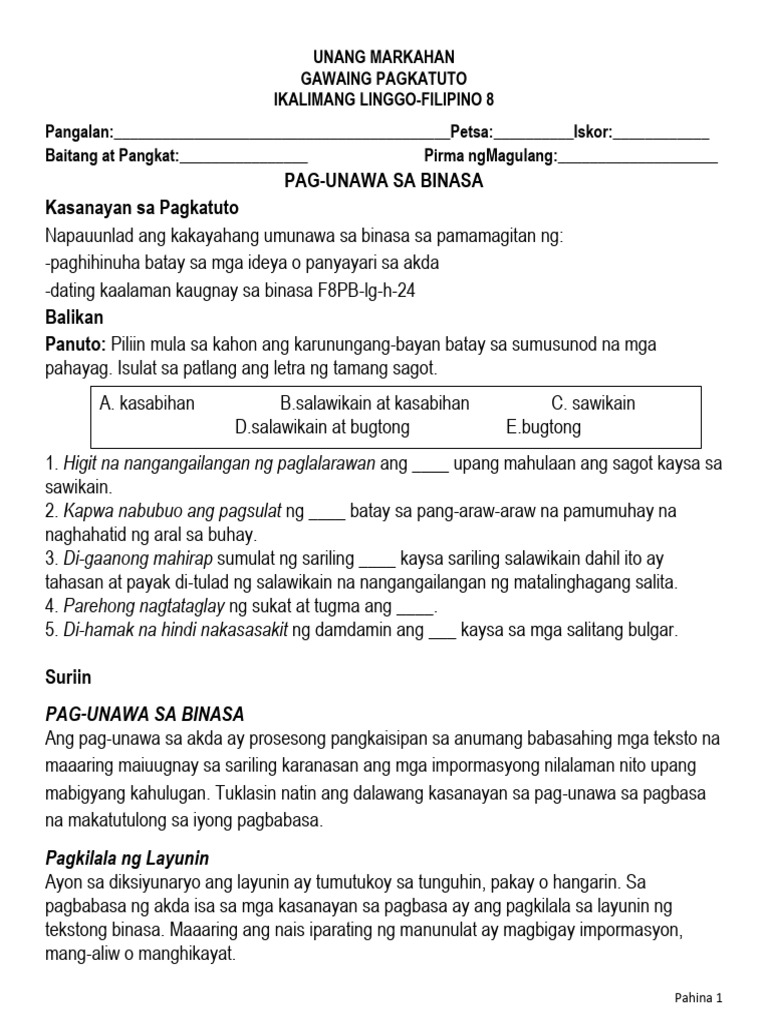 Q1 LAS FIL Week5 | PDF
