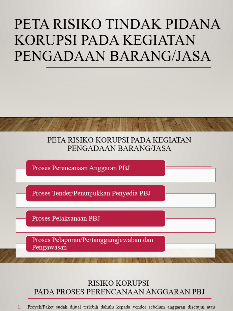 PETA RISIKO TINDAK PIDANA KORUPSI PADA KEGIATAN PENGADAAN BARANG JASA - 1 | PDF