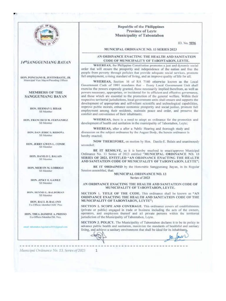 HEALTH AND SANITATION CODE (AutoRecovered) | PDF