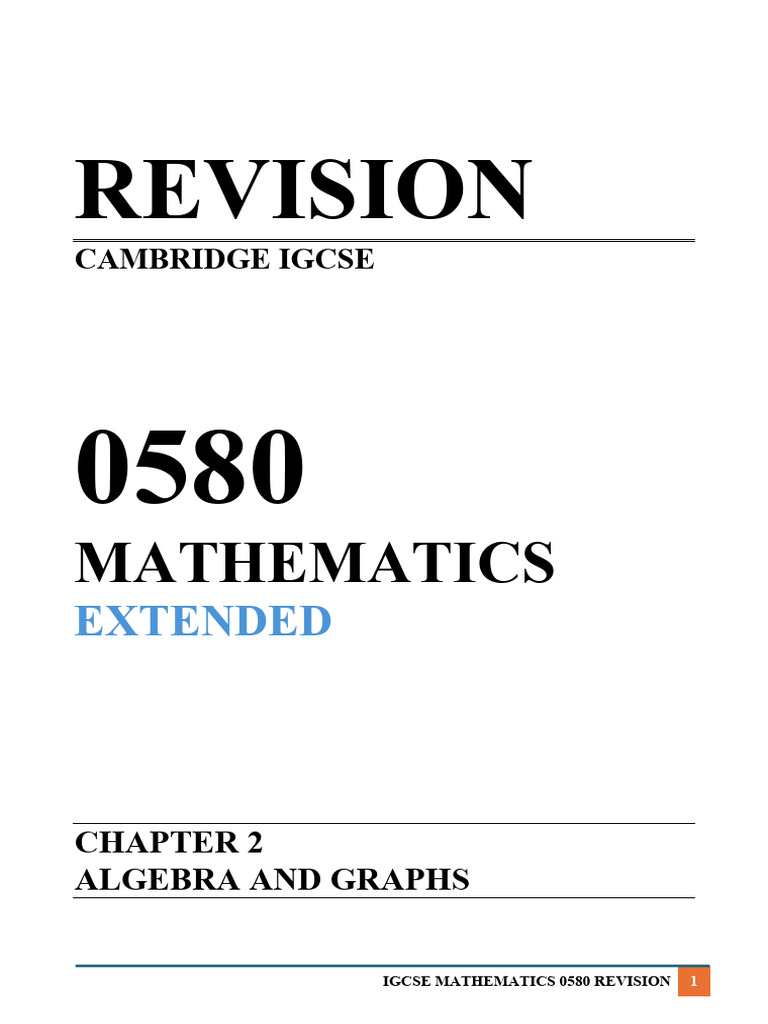 Revision - E2 Algebra and Graphs Andrew | PDF | Acceleration ...