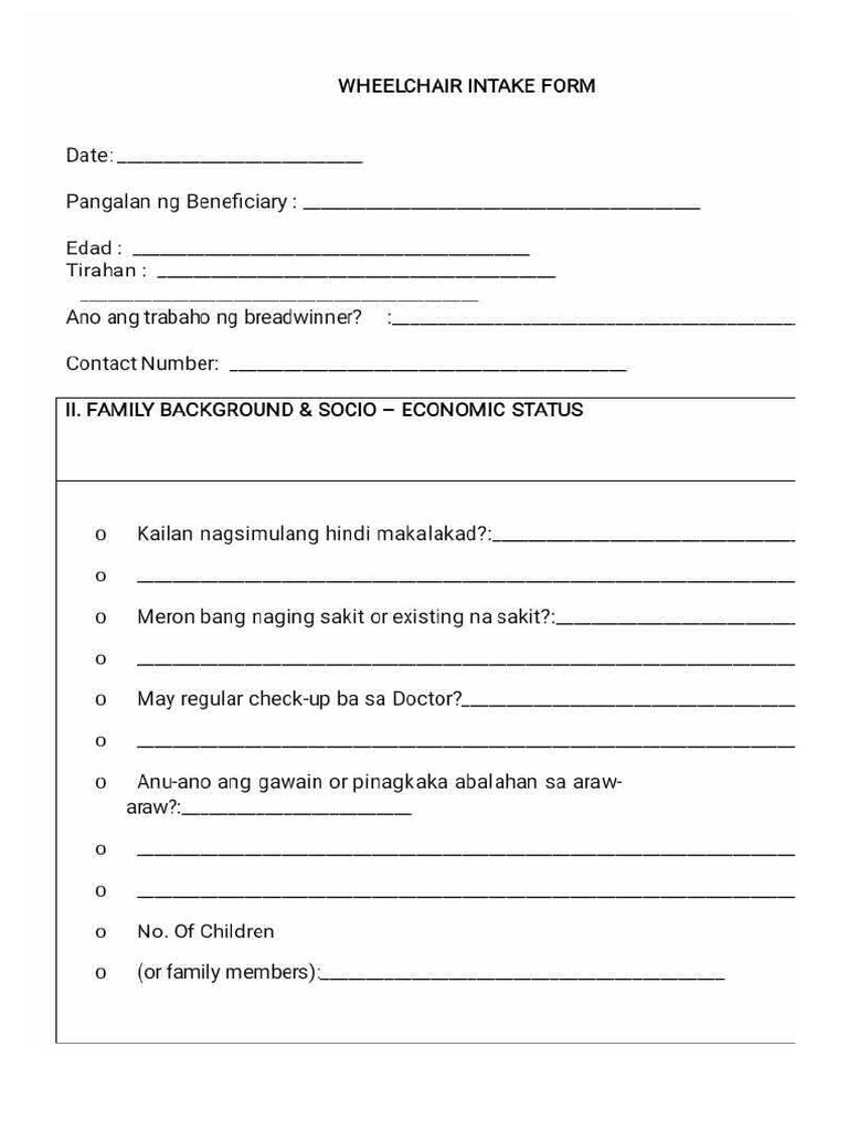 Wheelchair Intake Form | PDF