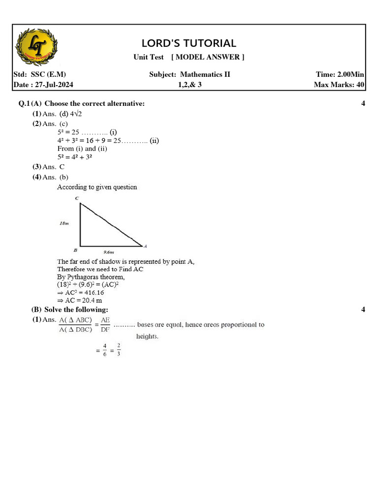 MATHS 2 Geometry Model Question Paper | PDF | Circle | Perpendicular MATHS 2 Geometry Model Question Paper | PDF | Circle | Perpendicular