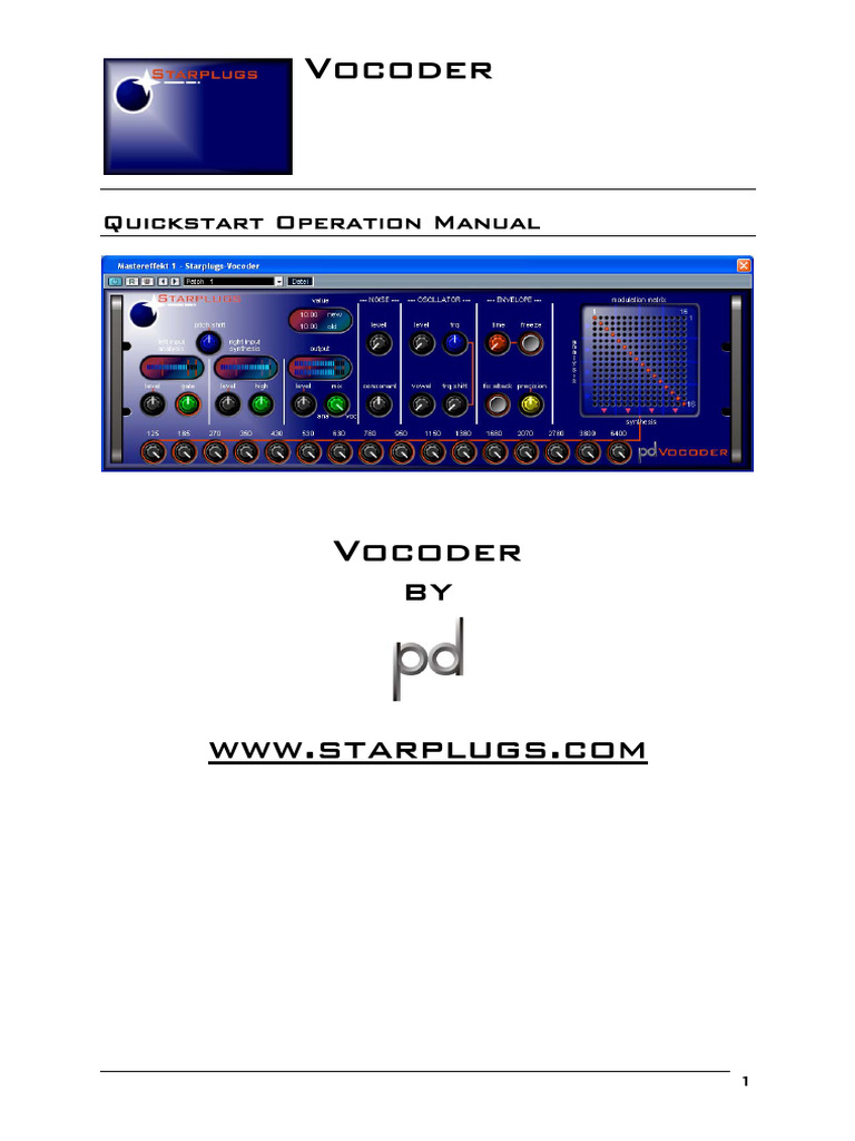 Starplugs Vocoder | PDF | Synthesizer | Electronics