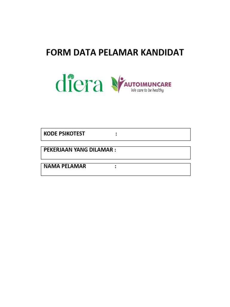 Form Data Pelamar 2024-Unit-1 | PDF | Karier & Perkembangan