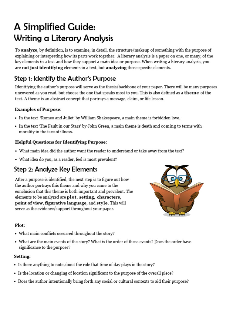 Writing A Literary Analysis Pdf Narration Metaphor